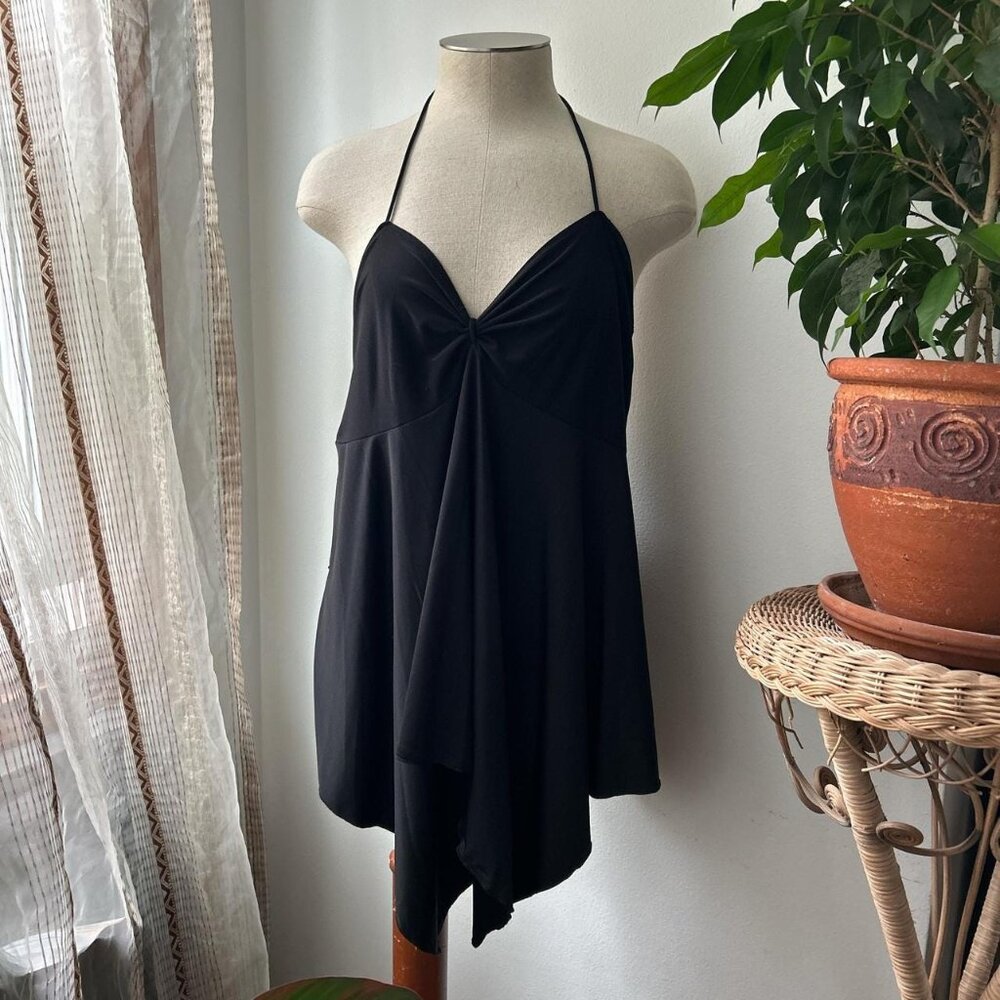 Y2k Black Fairy Core Whimsy Goth Backless Tunic Halte… - Gem